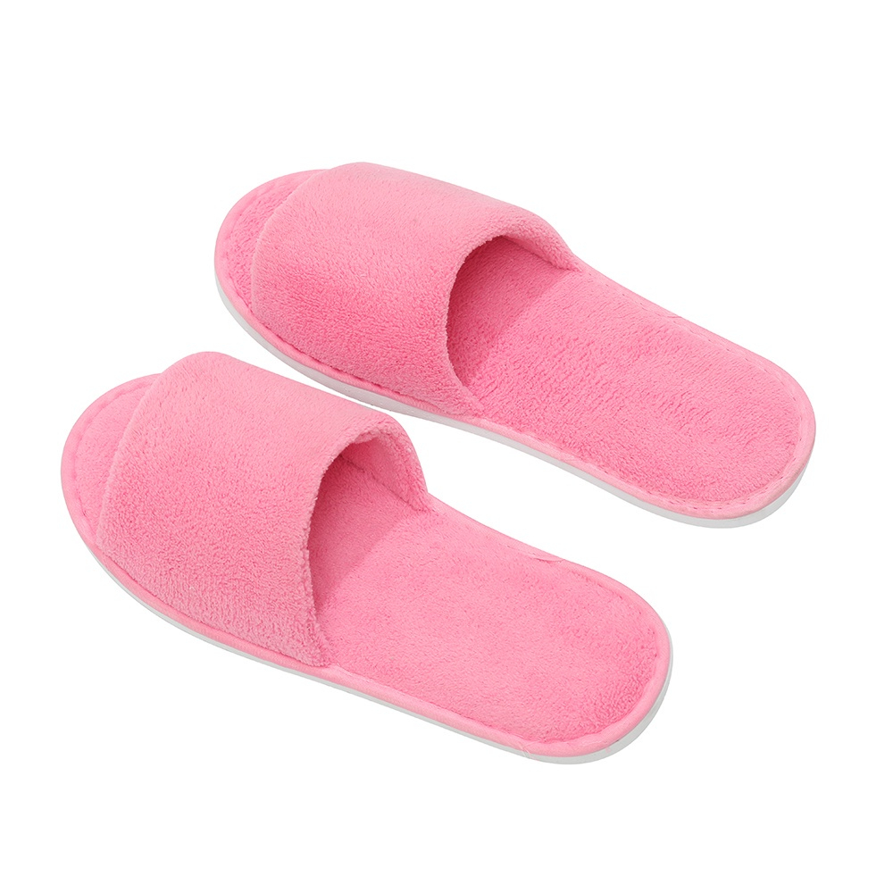 SG STOCK Hotel Slippers Thick-Soled Solid Color Coral Velvet Slippers ...