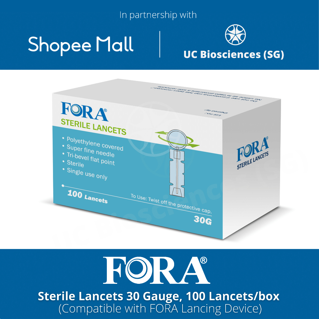 FORA® Sterile Lancets 30 Gauge, 100 Lancets/box (Compatible with FORA ...