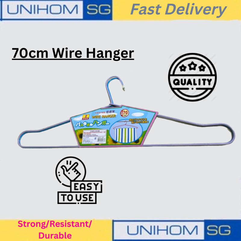 UnihomSG [ReadyStock] 70cm Wide Strong Durable Wire Hanger Bundle of 2 ...