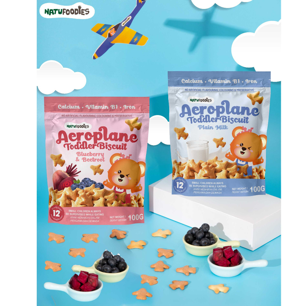 Natufoodies Aeroplane Toddler Biscuit (1 Year +) (100G) (Halal ...