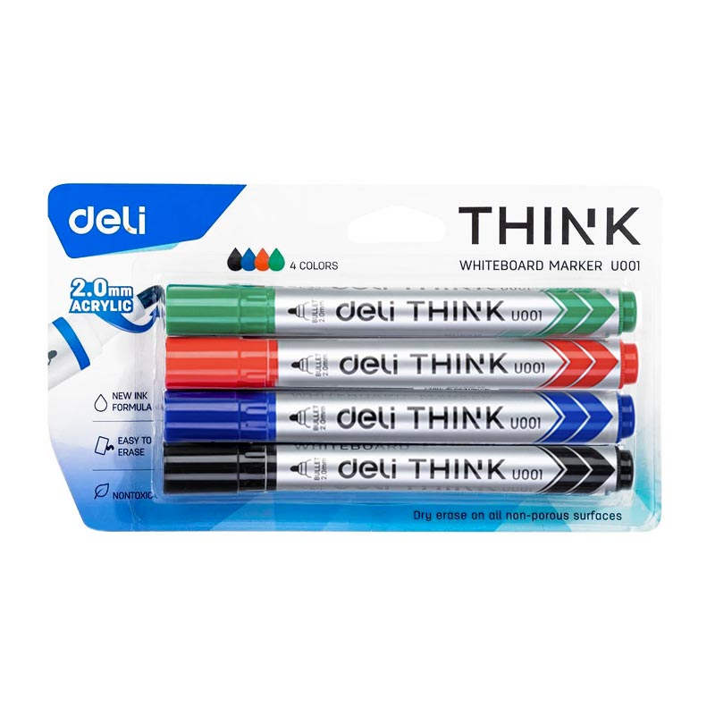 Deli Whiteboard Marker for White board (Pack of 4 Colours) EU00101 | Shopee Singapore