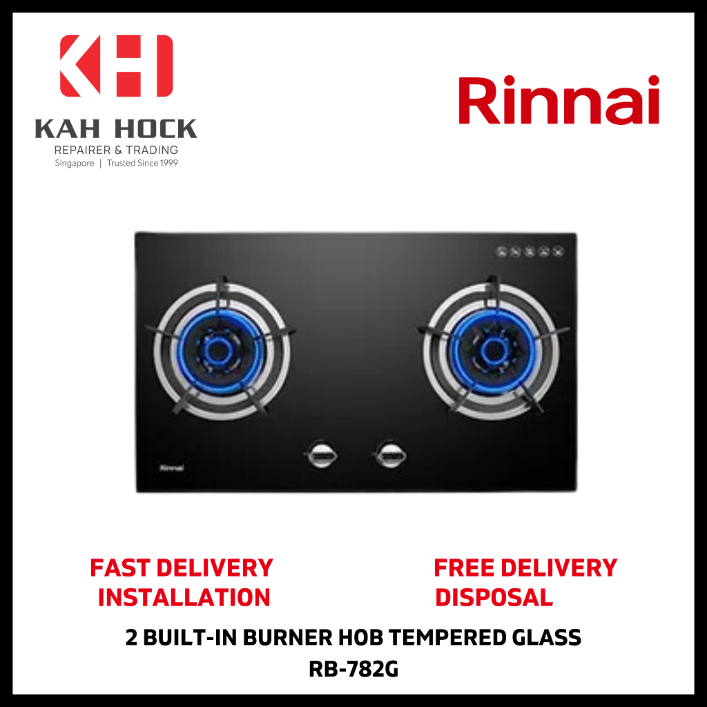 RINNAI RB-782G 2 BURNER BUILT-IN HOB TEMPERED GLASS TOP PLATE - 2 YEARS ...