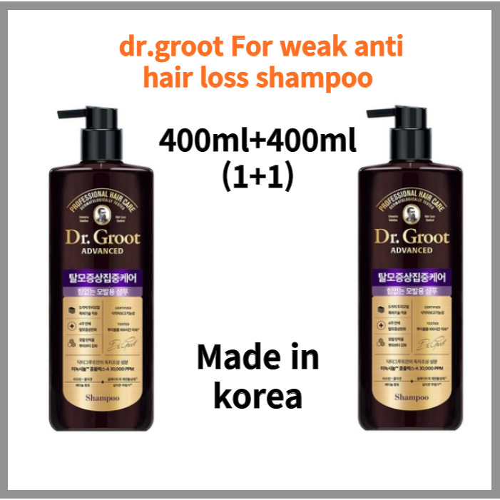 dr.groot For weak hair anti hair loss shampoo (1+1)400ml+400ml 2set ...