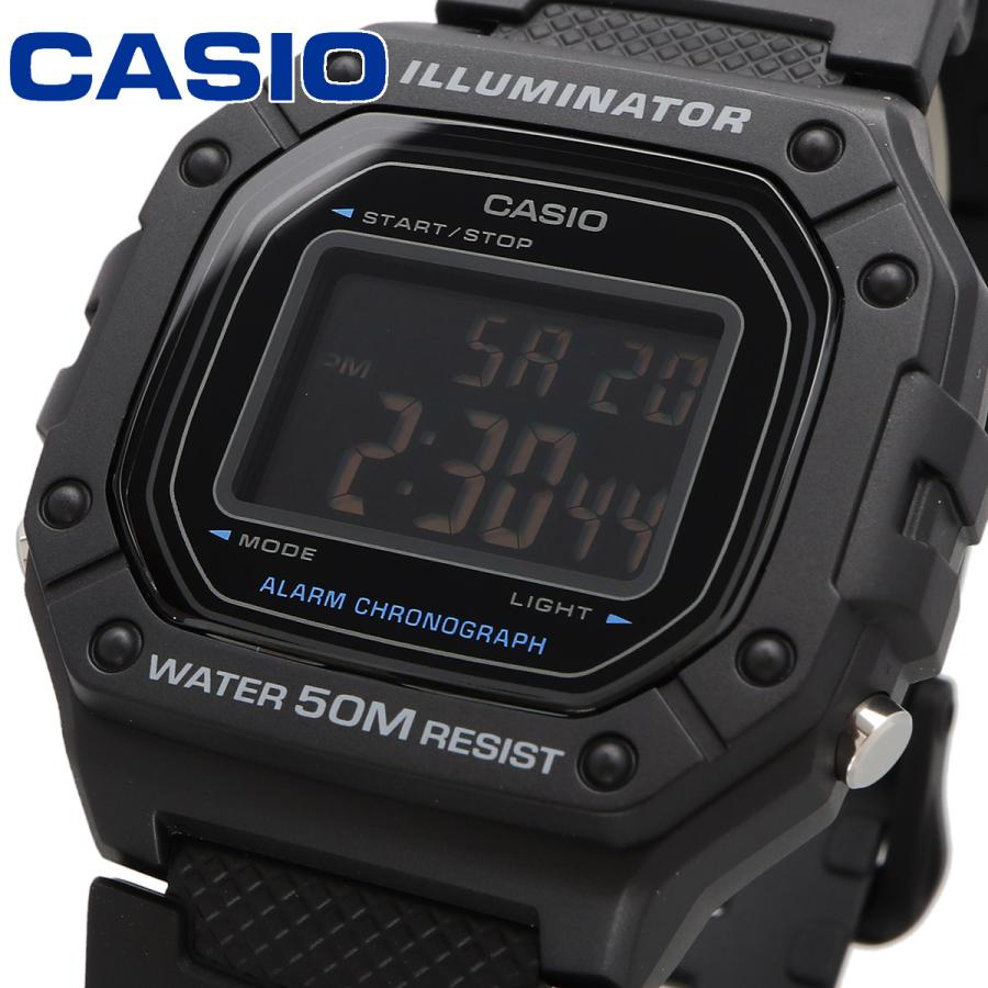 [Time Cruze] Casio W-218H All Black Resin Army Sports Men Analog Watch ...