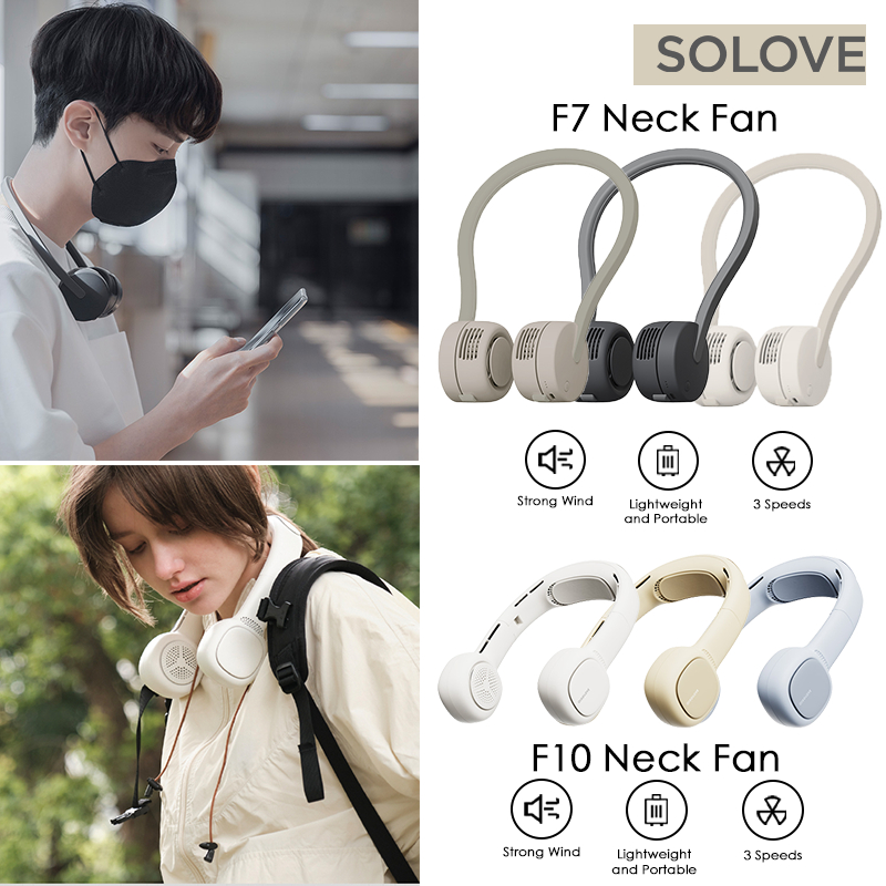 SoLove F7 | F10 Neck Fan Portable 3 Speeds Cooling Strong Wind | Shopee ...