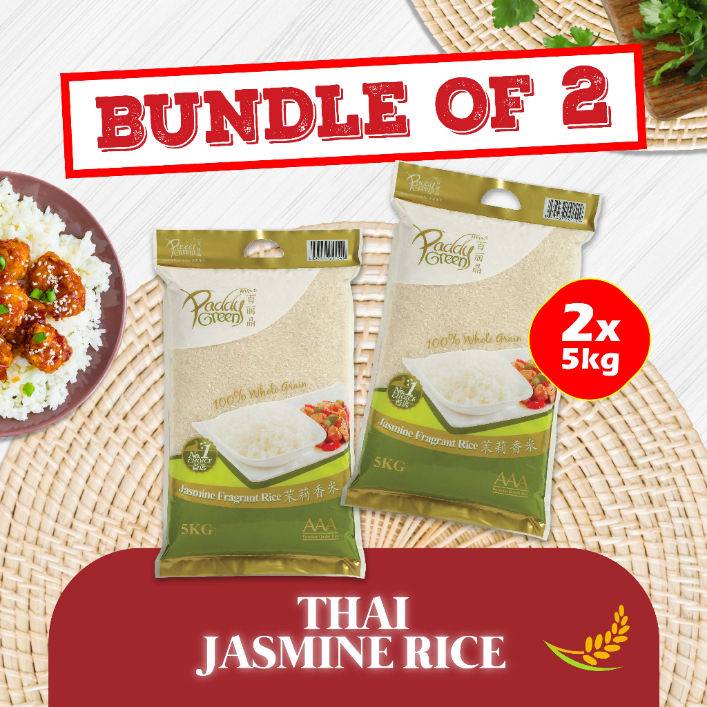(1+1) Bundle - PaddyGreen Jasmine Rice 5kg x 2 (vacuum pack) | Shopee ...