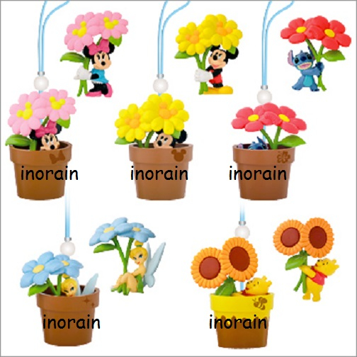 Takara Tomy A.R.T.S Disney Flower Pot Mascot Strap Swing Mobile Charm ...