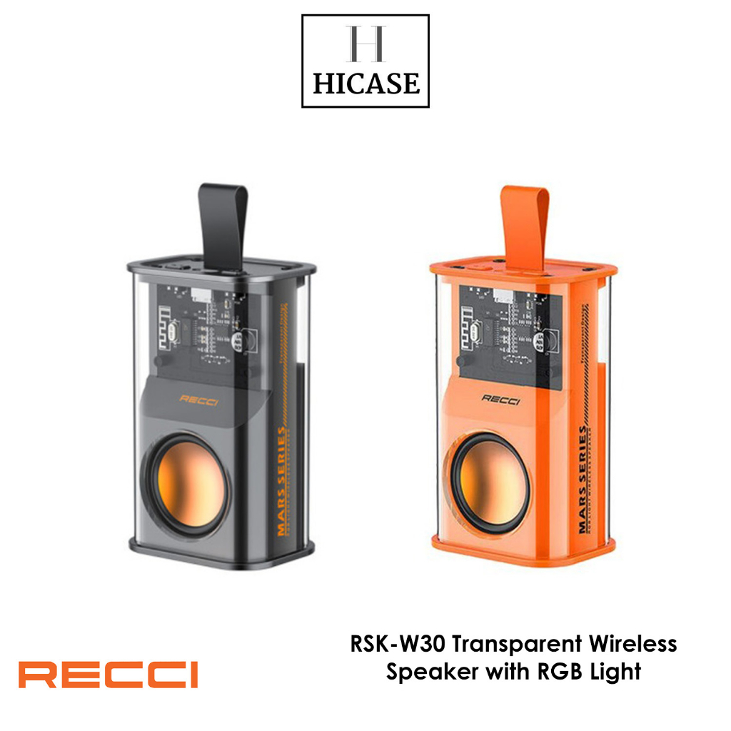 Recci RSK-W30 Transparent Wireless Speaker with RGB Light | Shopee Singapore