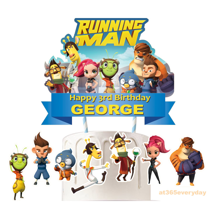 [SG SELLER] Running Man Animation Series Cake Topper Set, Mini Cupcake ...