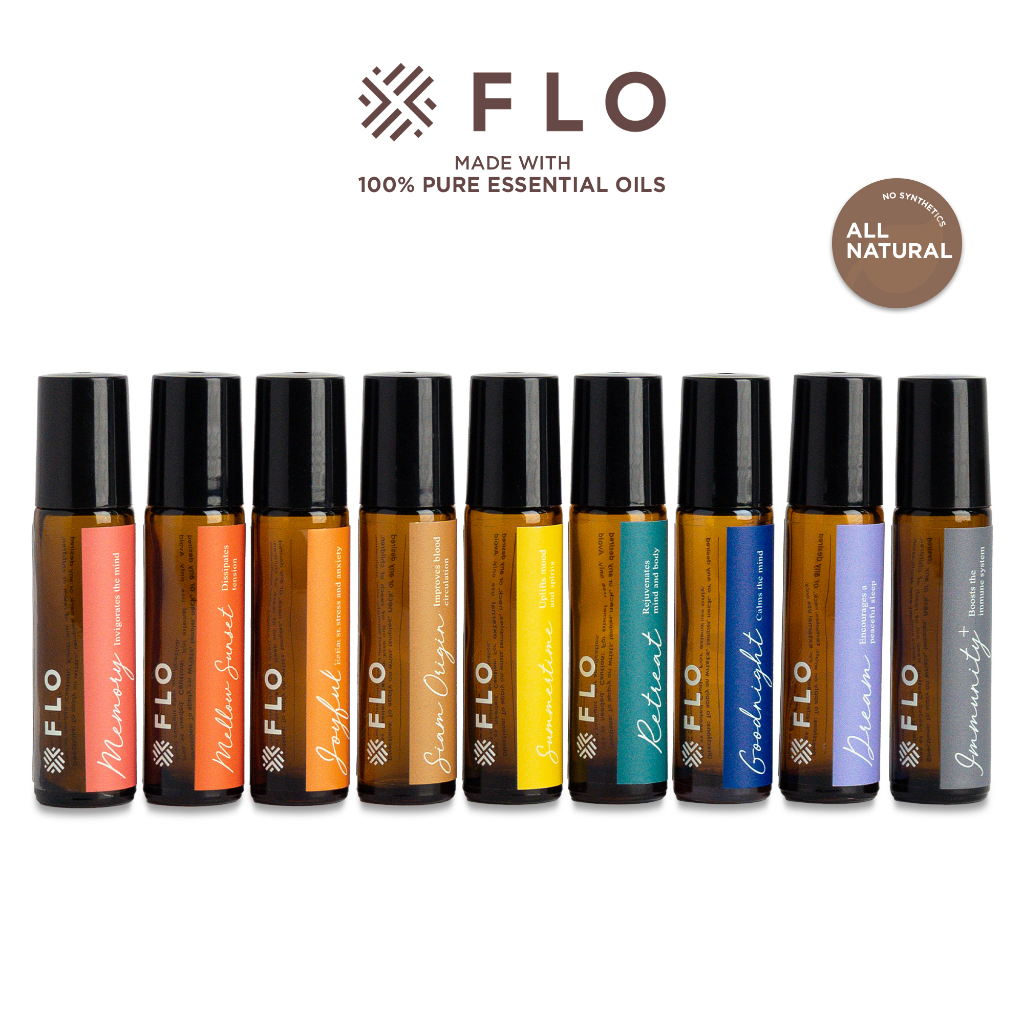 FLO Essential Oil Roll-On 5ml 10ml - Relaxing, Calming, Focus, Mood ...