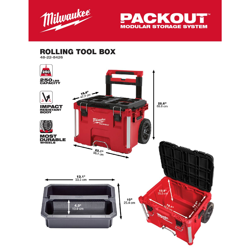 Milwaukee PACKOUT™ Rolling Tool Box ( 48-22-8426 ) | Shopee Singapore