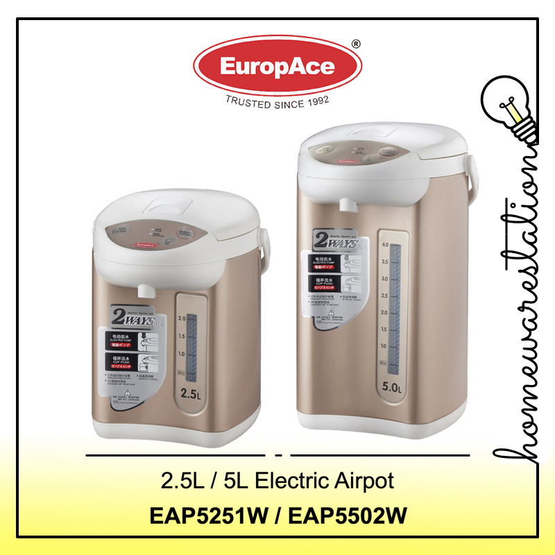EuropAce (2.5L / 5.0L ) Electric Airpot - EAP 5251W | EAP5251W / EAP 5502W | EAP5502W (1 Year ...