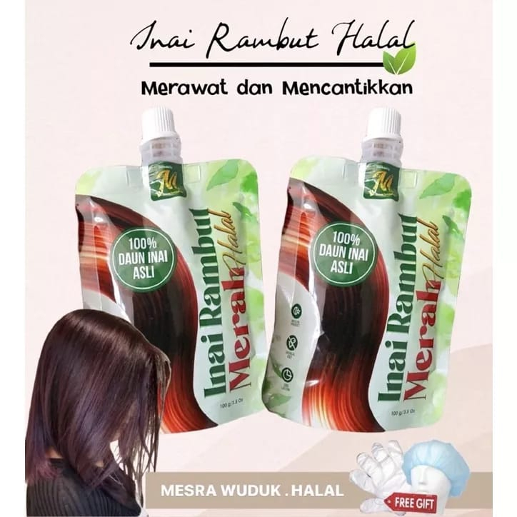 Inai Rambut Merah Halal Henna Hair Colour Dye (Treats Dandruff Hair ...