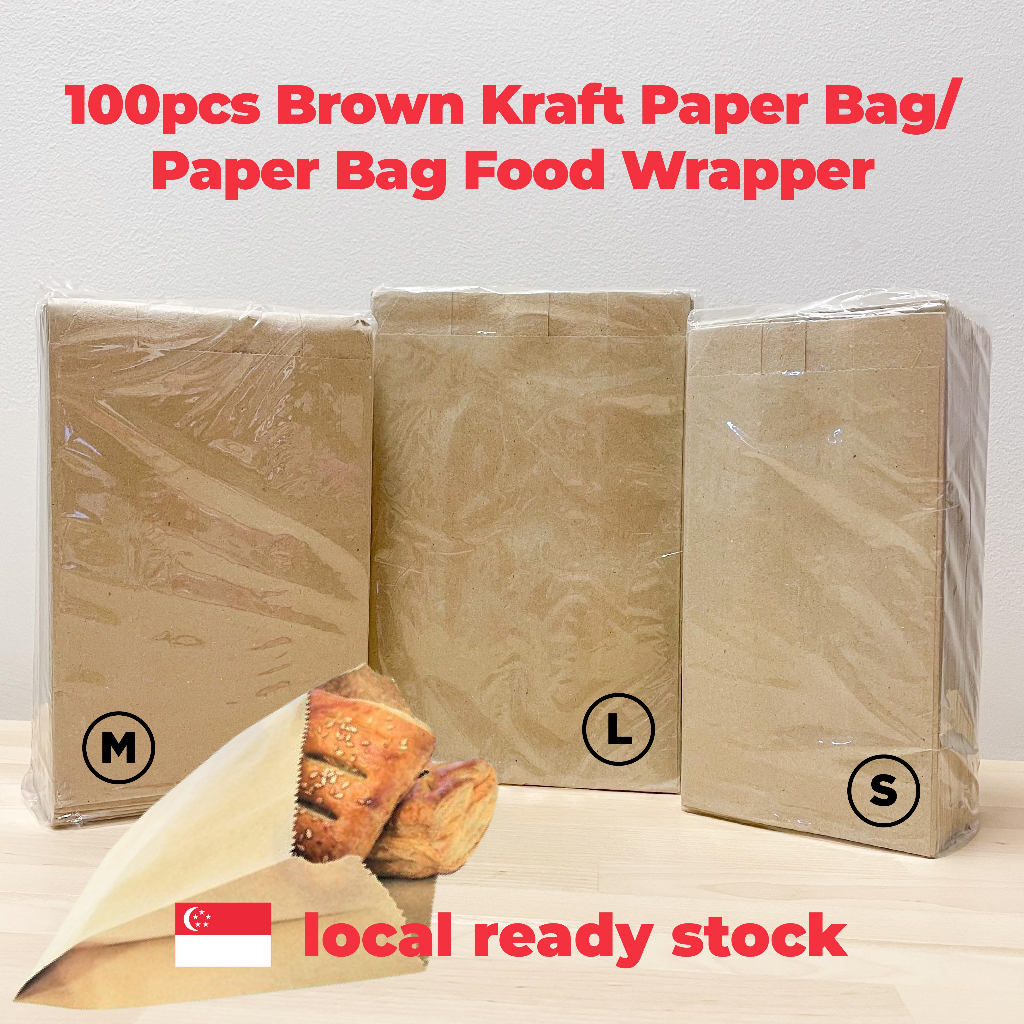 [🇸🇬local ready stock] 100pcs Brown Kraft Paper Bag / Paper Bag Food ...