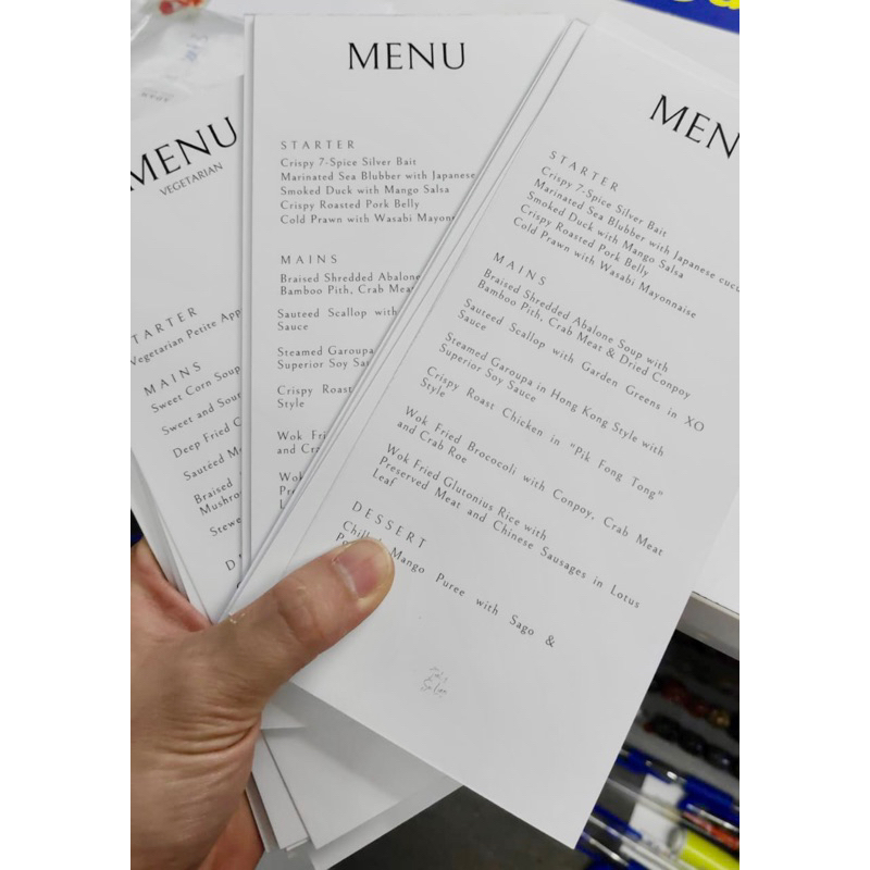 3pc DL cards - MENU Wedding - custom - your own artwork | Shopee Singapore