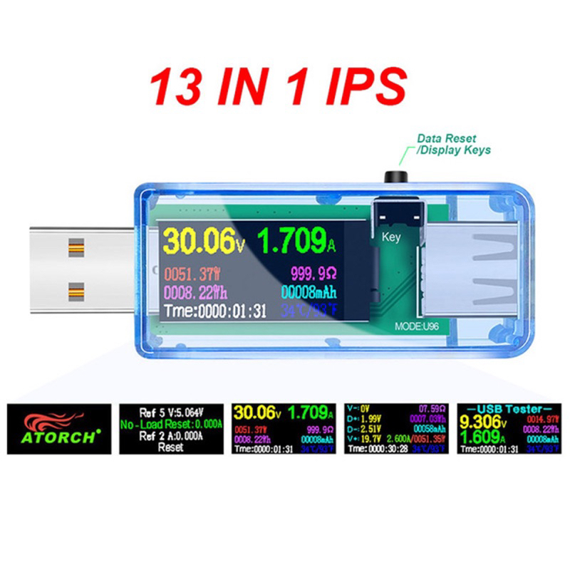 [Upgraded Ver.] 13 in 1 USB Tester Digital Voltmeter Voltage Tester ...