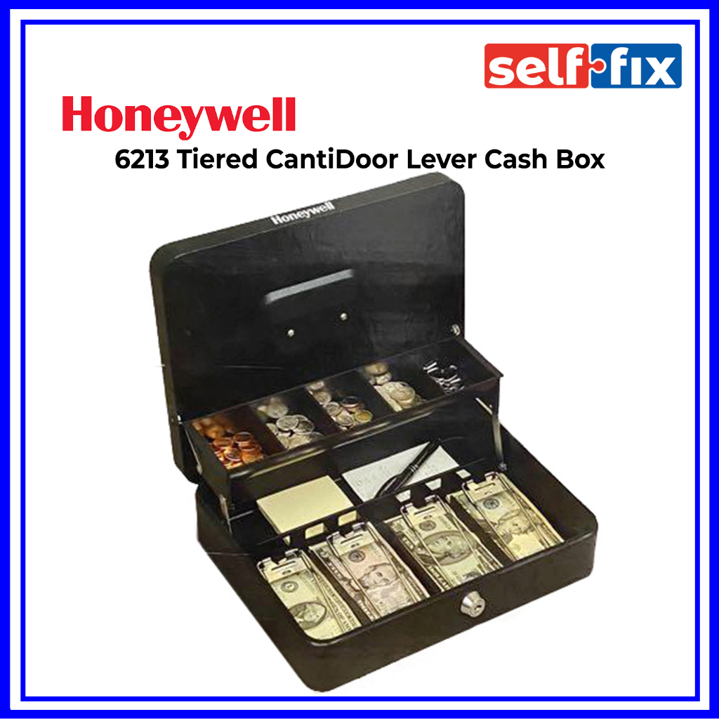 Honeywell Tiered CantiDoor Lever Cash Box - 4 Bill/5 Coin Slots (6213 ...