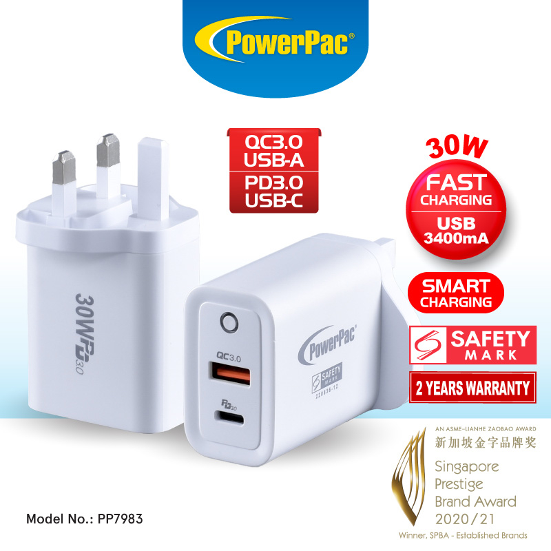 PowerPac 30W Charger Fast Charge Quick Charge 3.0 | PD 3.0 USB Charger ...