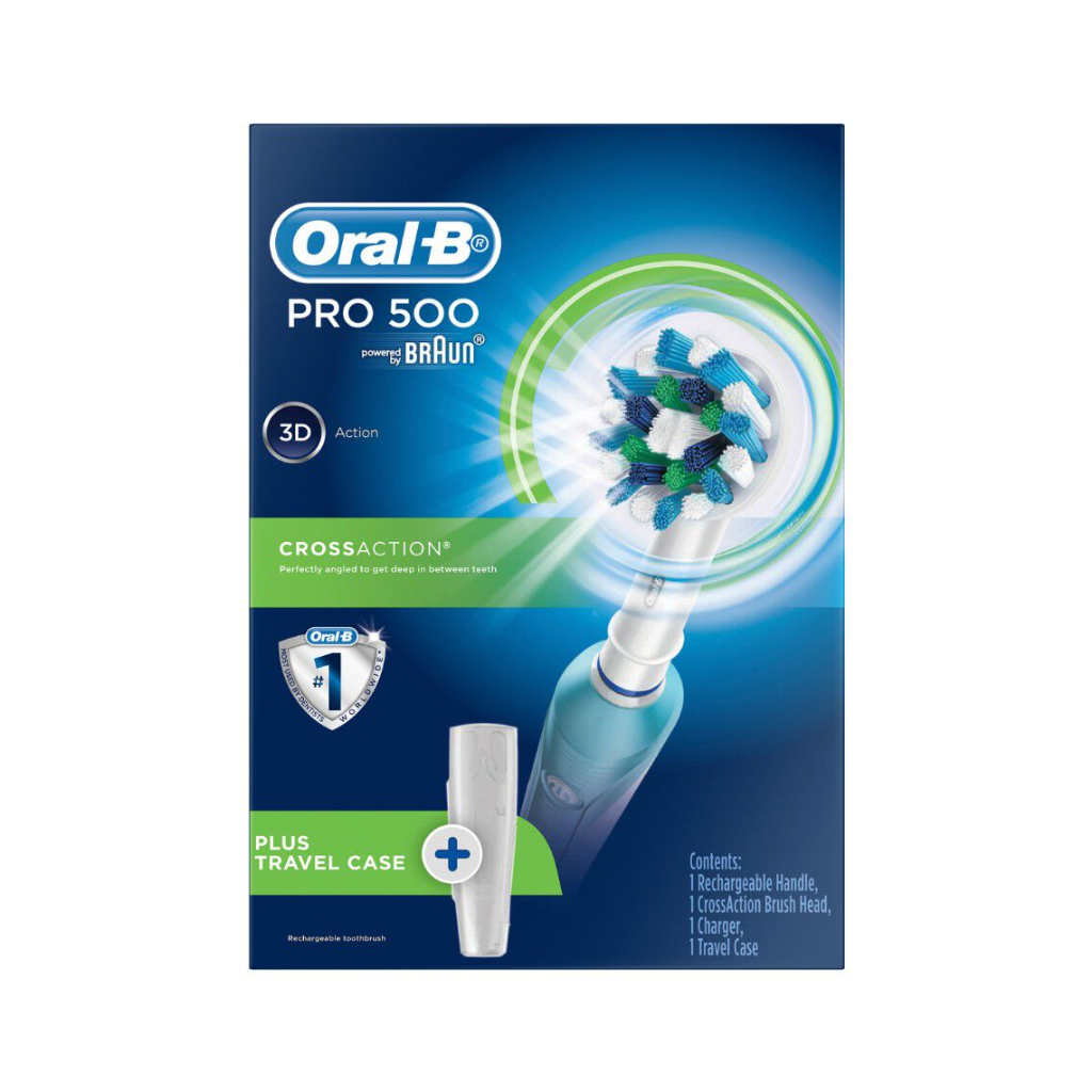 Braun Oral B Pro 500 Electric Toothbrush Value Pack - Blue | Shopee ...