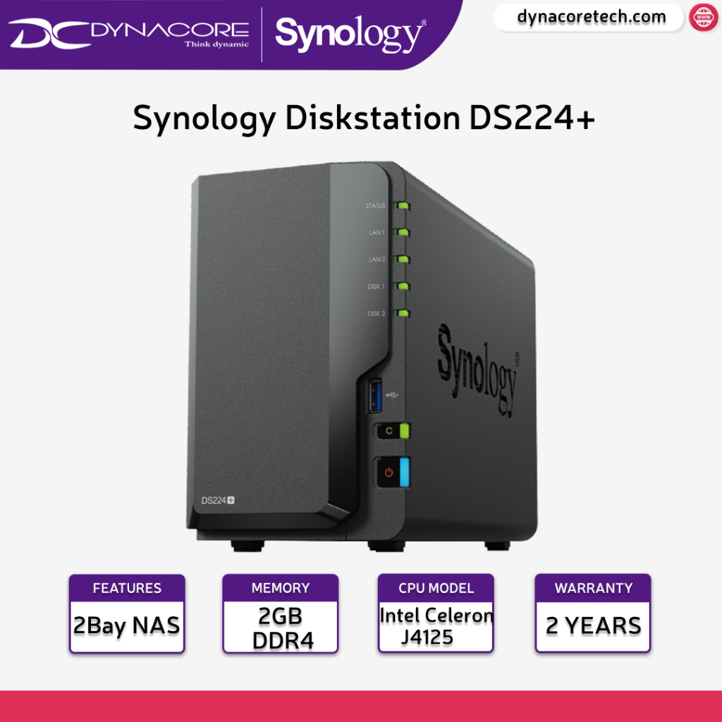 Synology Diskstation DS224+ 2GB 2-Bay Network Attached Storage / NAS ...