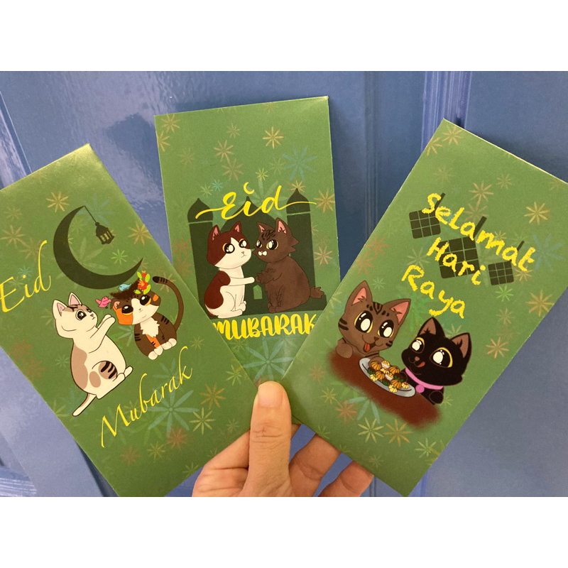 [SG Seller] Unique Cute Cats Green Envelopes for Hari Raya | Shopee ...