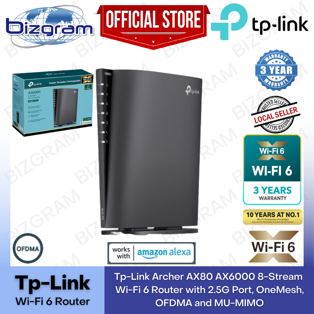 Tp-Link Archer AX80 AX6000 8-Stream Wi-Fi 6 Router with 2.5G Port ...