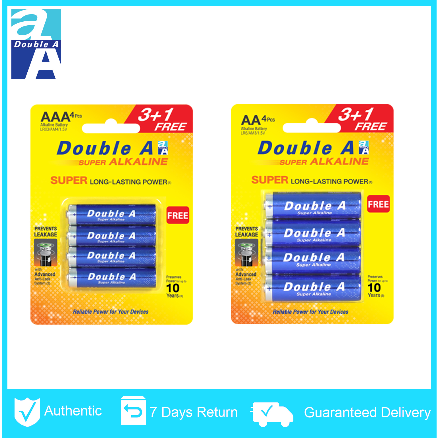 Double A Super Alkaline AA/AAA 4's (2packs promotion) | Shopee Singapore