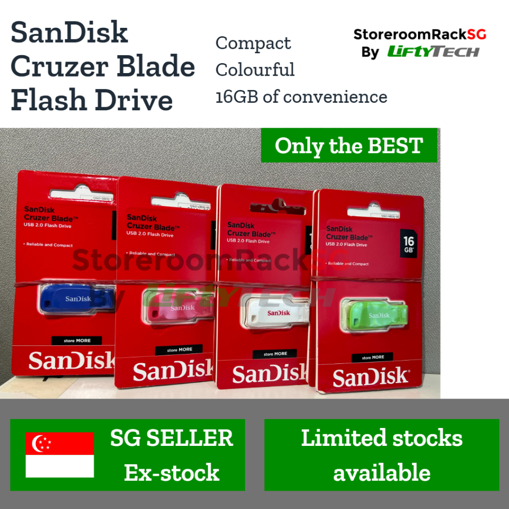 SanDisk Cruzer Blade Flash Drive 16GB USB2.0, Electric Blue / Electric ...