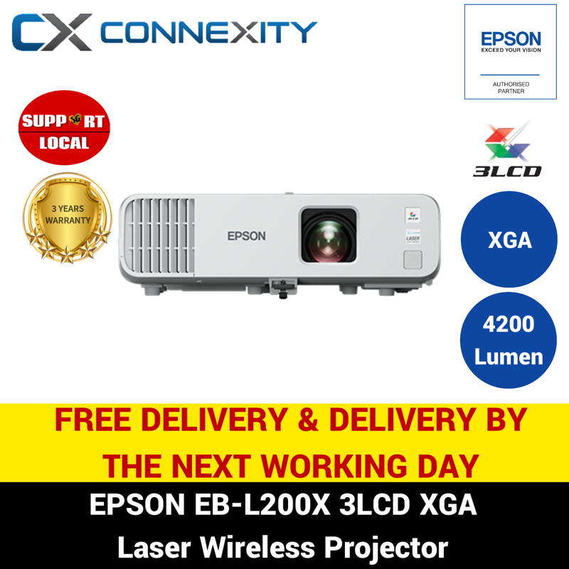 Epson EB-L200X 3LCD XGA Wireless Laser Projector Epson Projector ...