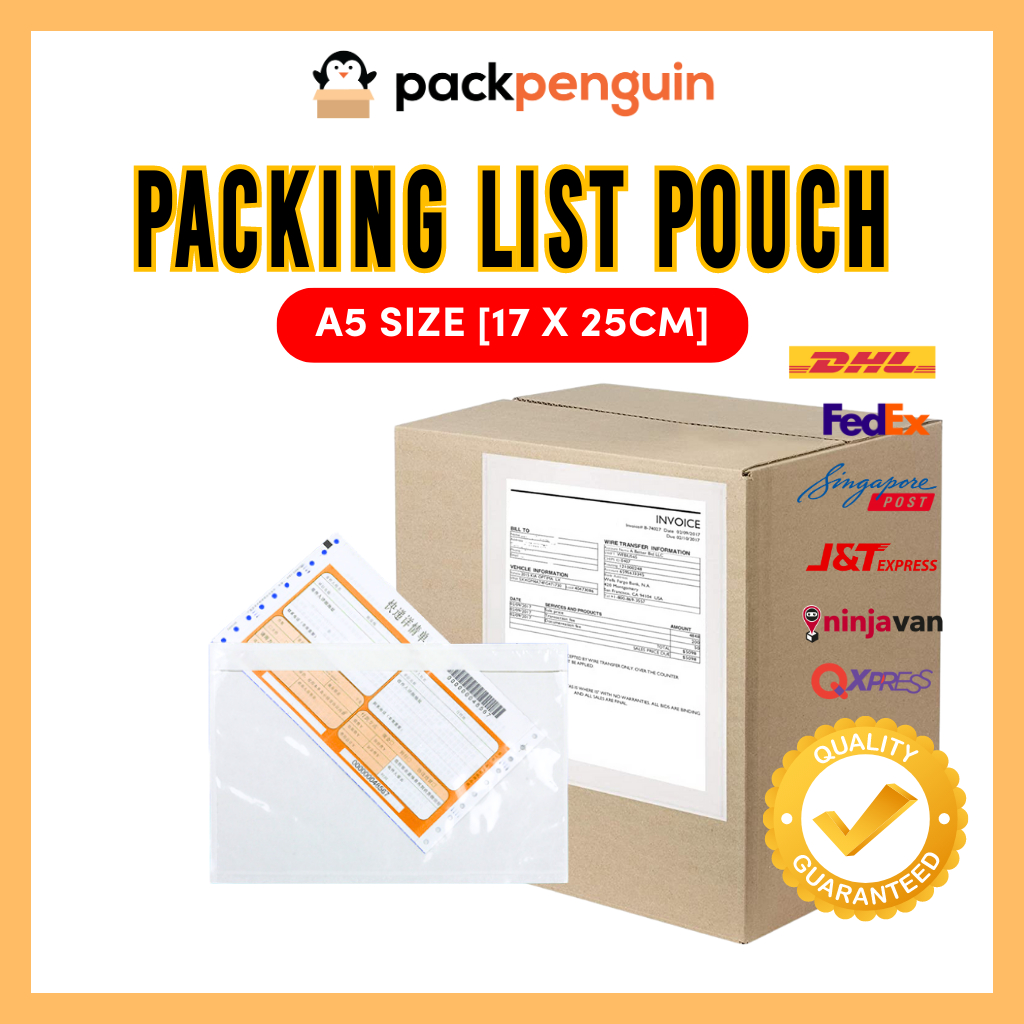 🔥Shipping Document Transparent Pouch | Airwaybill and Invoice Pocket | Adhesive Pocket | Packing ...