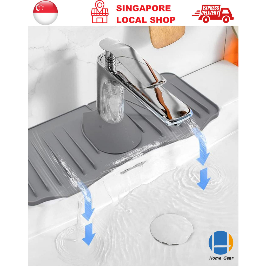 Silicone Faucet Drain Pad Rack / Water Catcher Self Draining Drying Mat ...