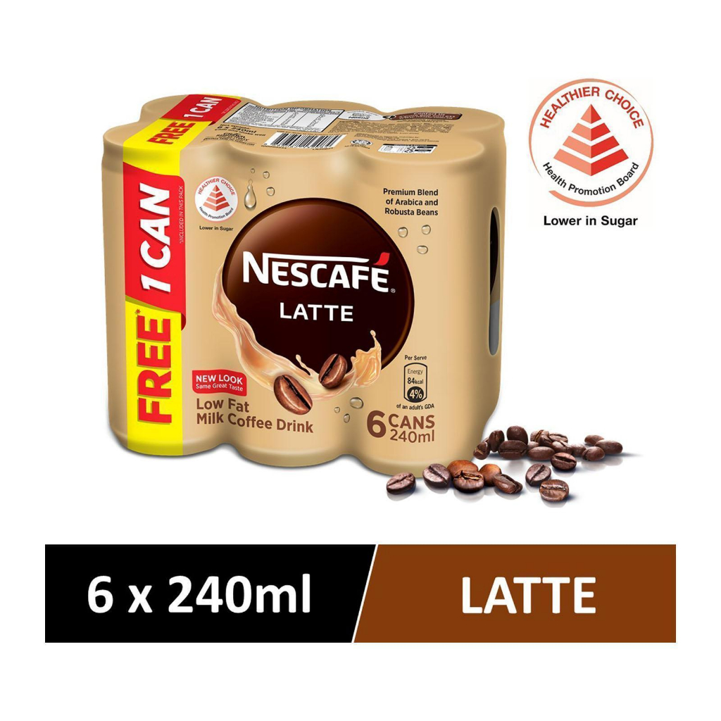 NESCAFE Milk Coffee Latte Can 5+1 (6 x 240ml) | Shopee Singapore