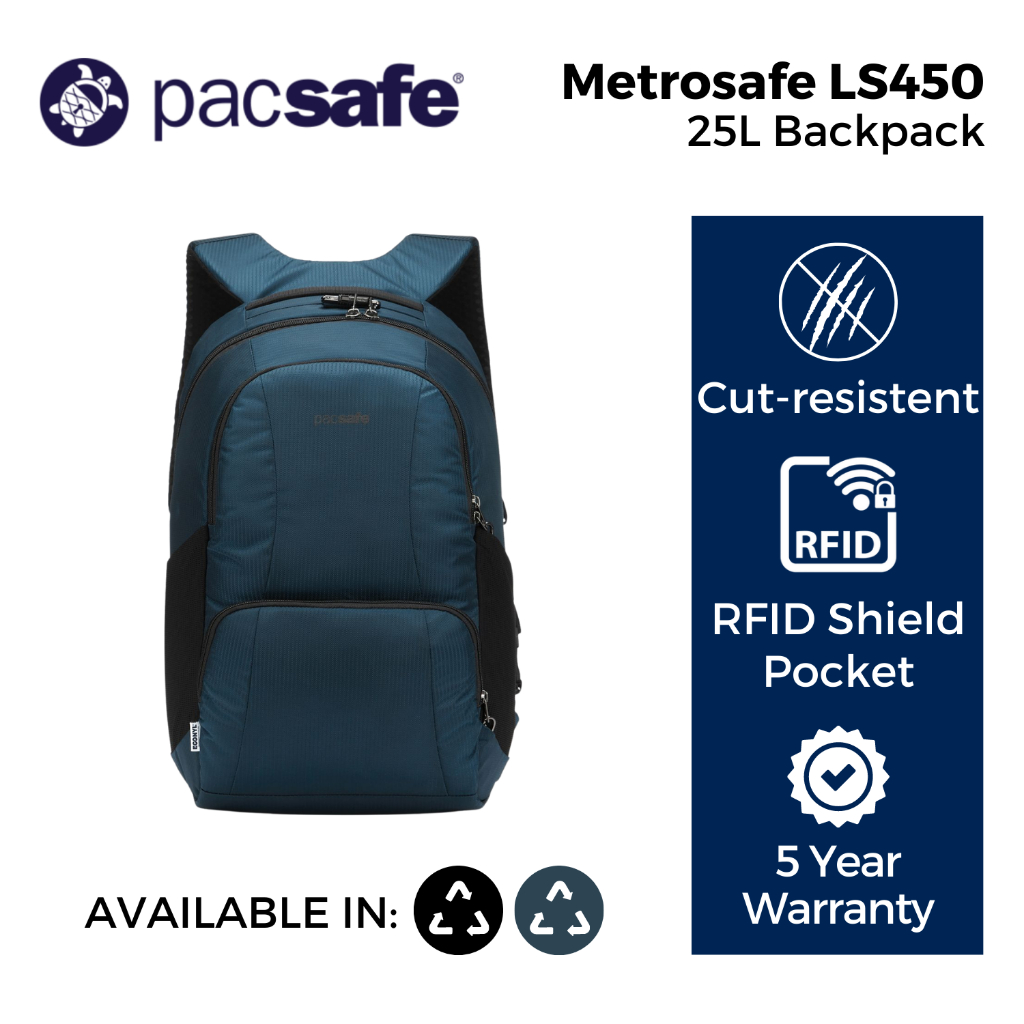 Pacsafe Metrosafe LS450 25L Anti-Theft Backpack (Black) | Shopee Singapore