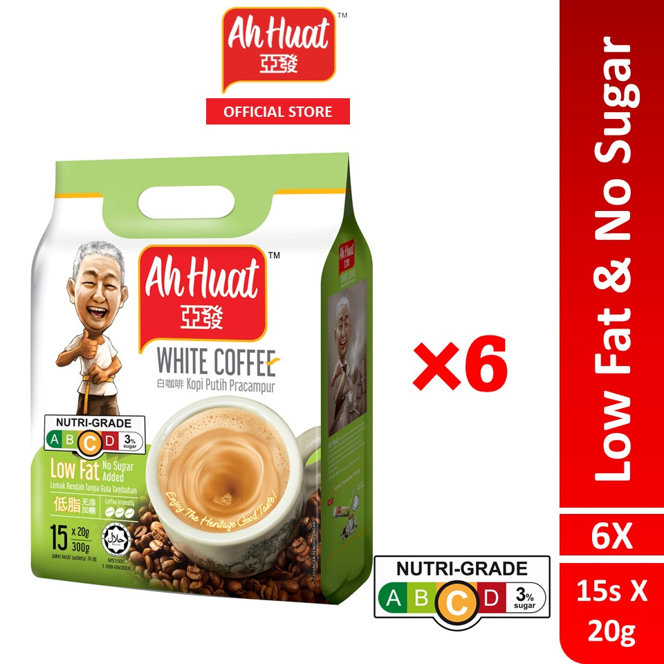 [3/4/6 Packs] Ah Huat White Coffee Low Fat & No Sugar Added 20g X 15 ...