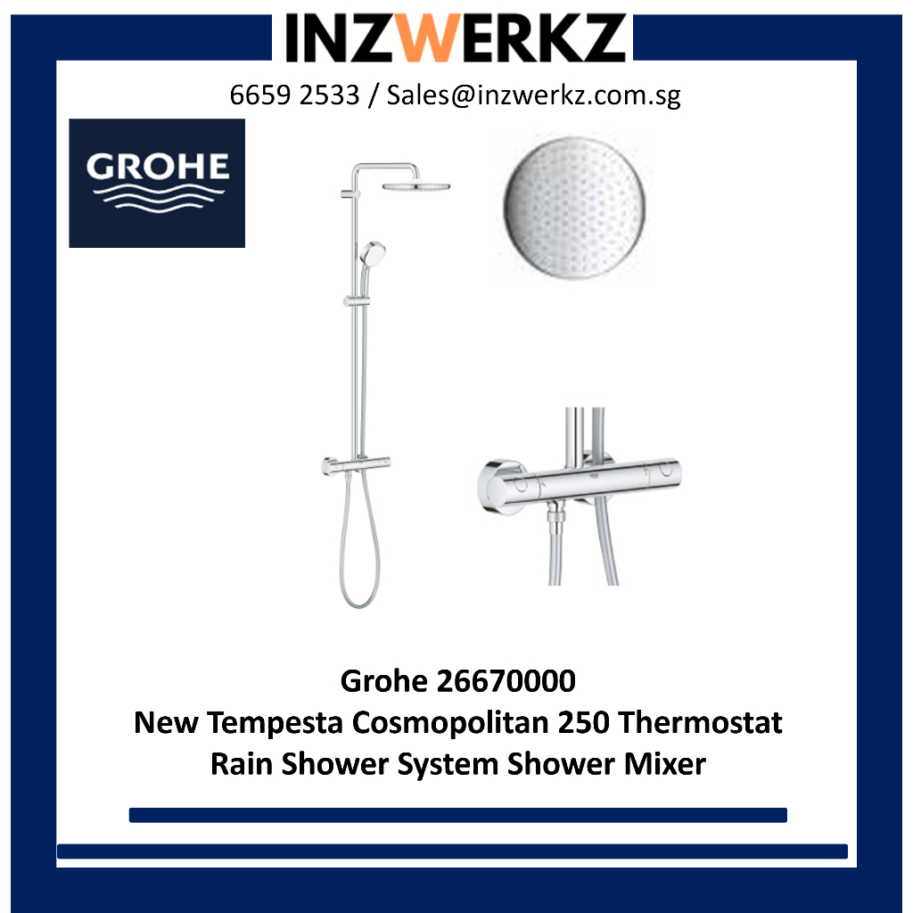 Grohe 26670001 New Tempesta Cosmopolitan 250 Thermostat Rain Shower ...