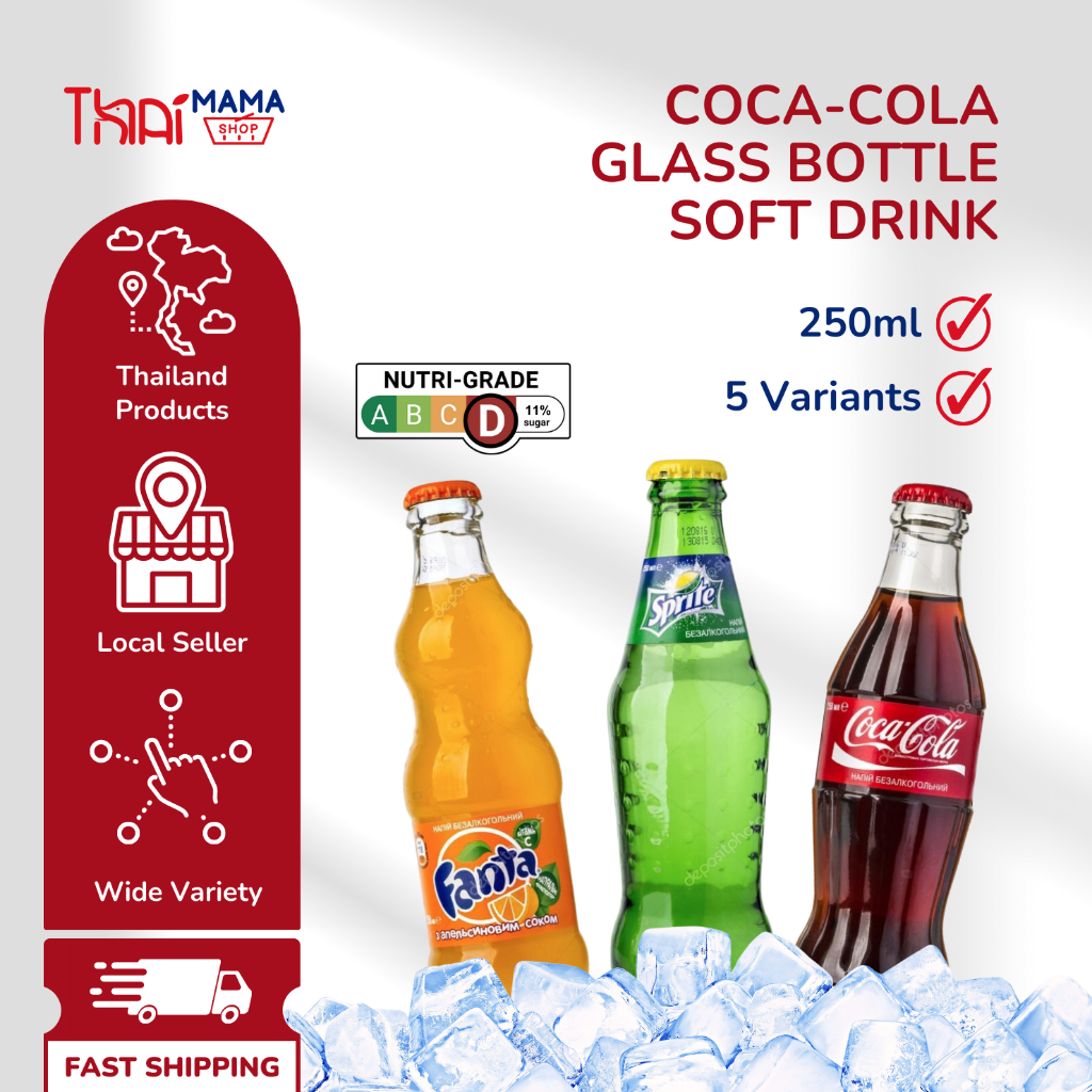 Carbonated Soft Drink Glass Bottle 250ml - Coca-Cola, Sprite, Fanta ...