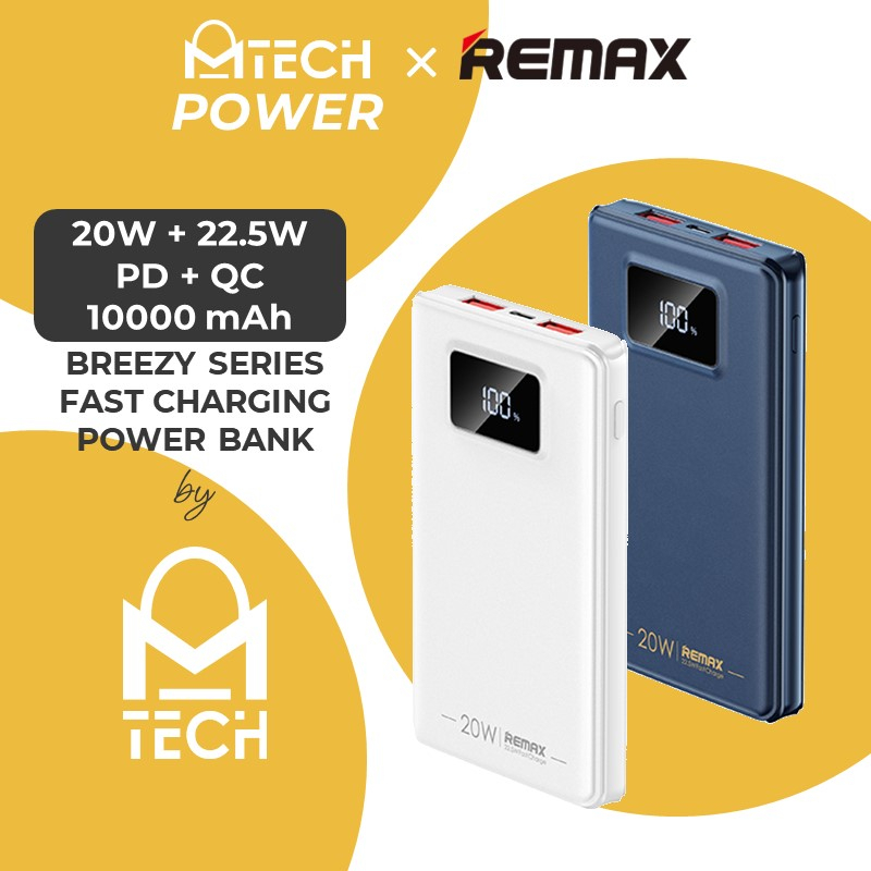 REMAX 10000mAh Breezy Series 20w+22.5w PD+QC Fast Charging Power Bank ...
