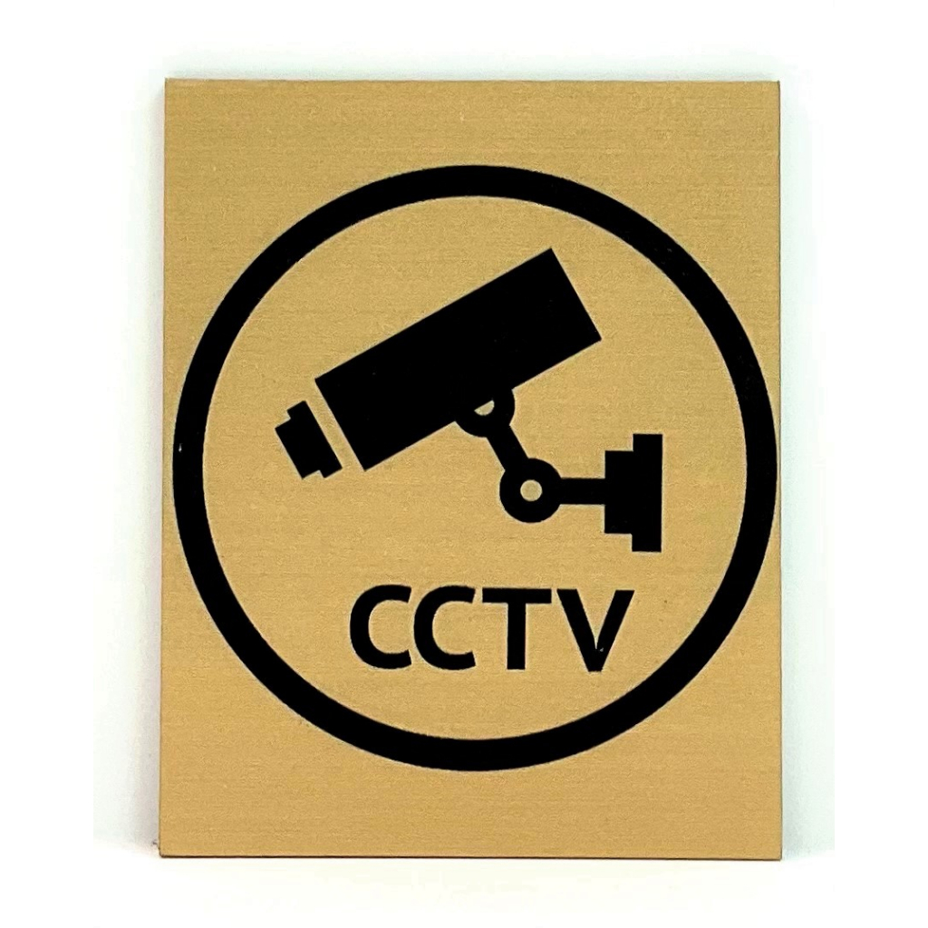 CCTV SIGNAGE | GOLD HAIRLINE | ( 80mm x 100mm ) | Shopee Singapore