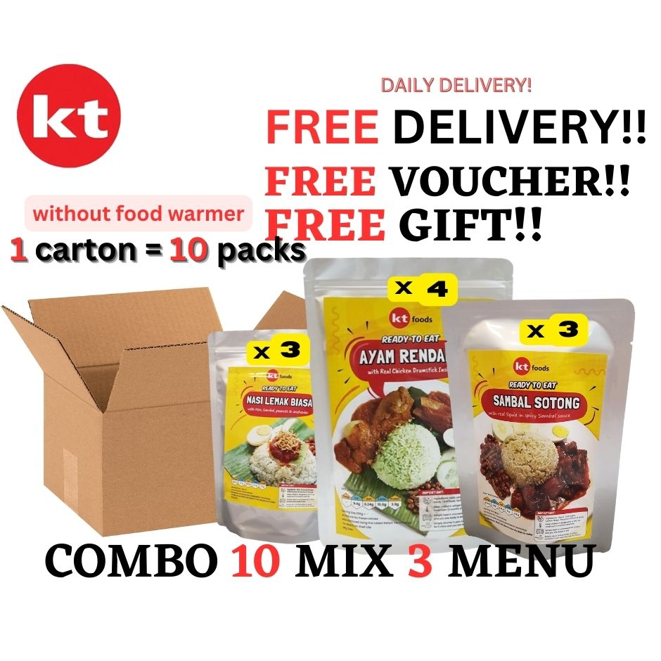 KT FOOD (Combo 10) Nasi Lemak, Beef Rendang , Ayam Rendang, Sotong ...