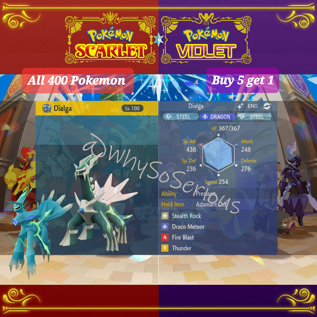 Nintendo Switch Pokemon Scarlet and Violet Shiny Battle Ready Dialga ...