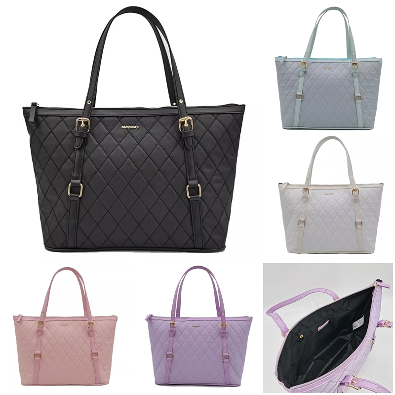 MANGO TOUCH Quilted Nylon Shoulder Tote Bag (Black, Blue, Pink, Purple ...