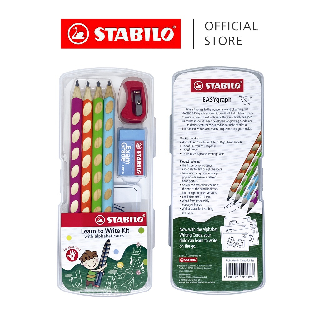 STABILO EASYgraph Handwriting Jumbo-sized Ergonomic 2B Wooden Pencil ...