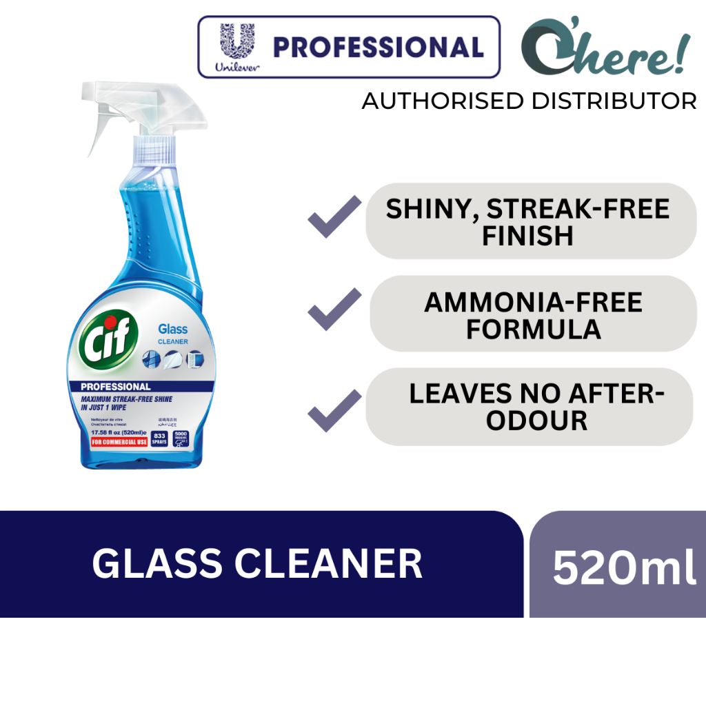 Cif Professional Spray Glass Cleaner 520Ml | Shopee Singapore