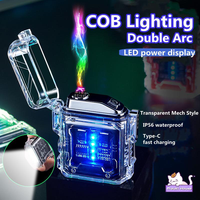 TH616 Windproof Transparent Body Dual Arc Rechargeable LED light ...