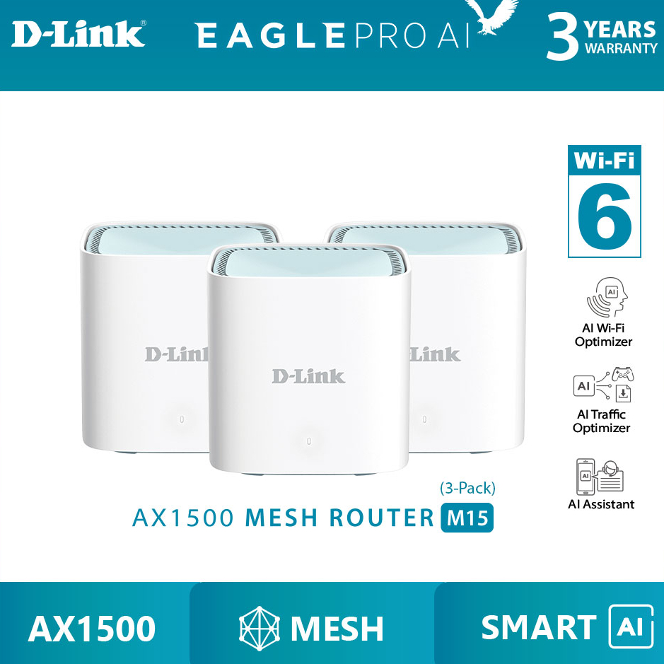 D-Link Eagle Pro AI Wireless AX1500 Wifi 6 Mesh Router System with AI ...