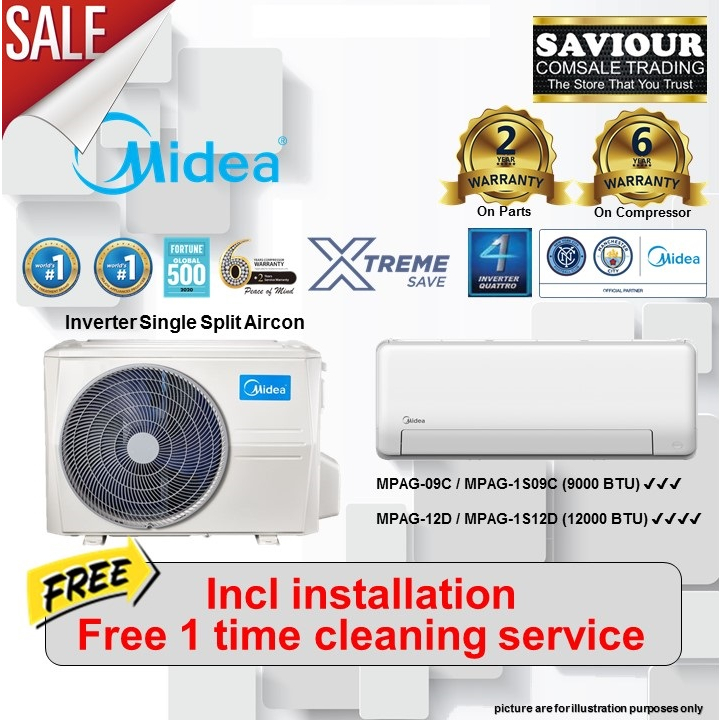 Midea System 1 XtremeSave Inverter Single Split Aircon - FREE ...