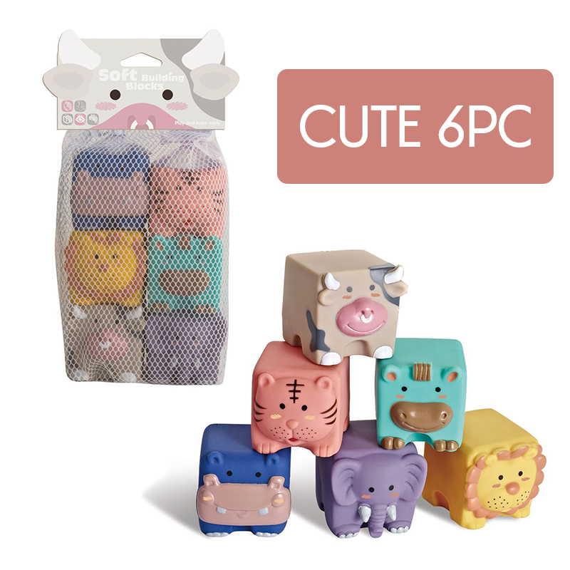🌟 SG LOCAL STOCK 🌟 Animals Squeeze Soft Sensory Baby Stacking Blocks ...