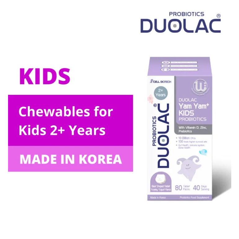 DUOLAC Kids (Yam Yam Plus) Chewable Probiotic 80's Tablets | Shopee ...