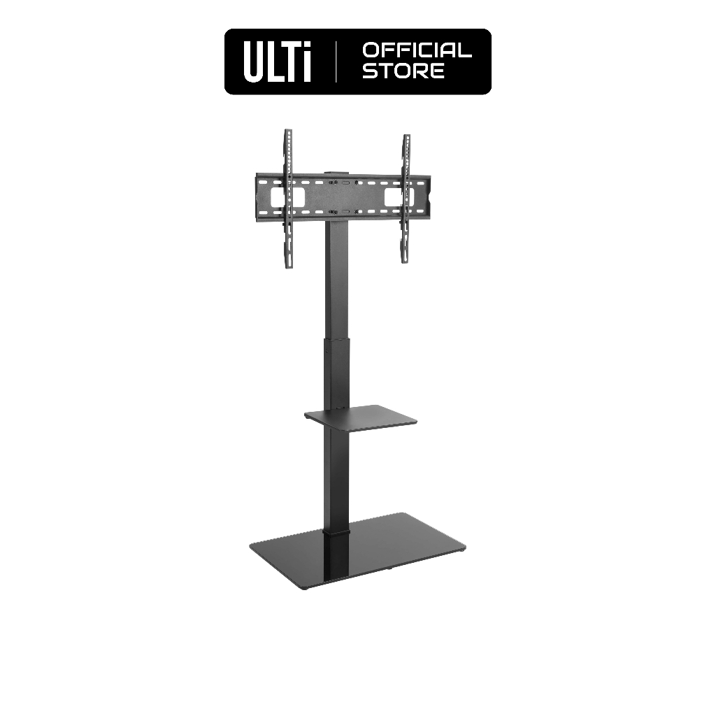 ULTi Swivel TV Floor Stand with Shelf and Glass Base - Compatible with ...