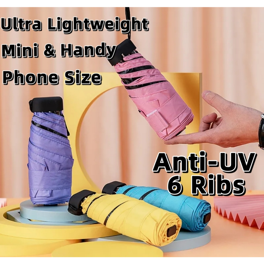 ⭐ SG Ultra Light Pocket Mini 6 Ribs Umbrella Anti UV Portable Umbrellas ...
